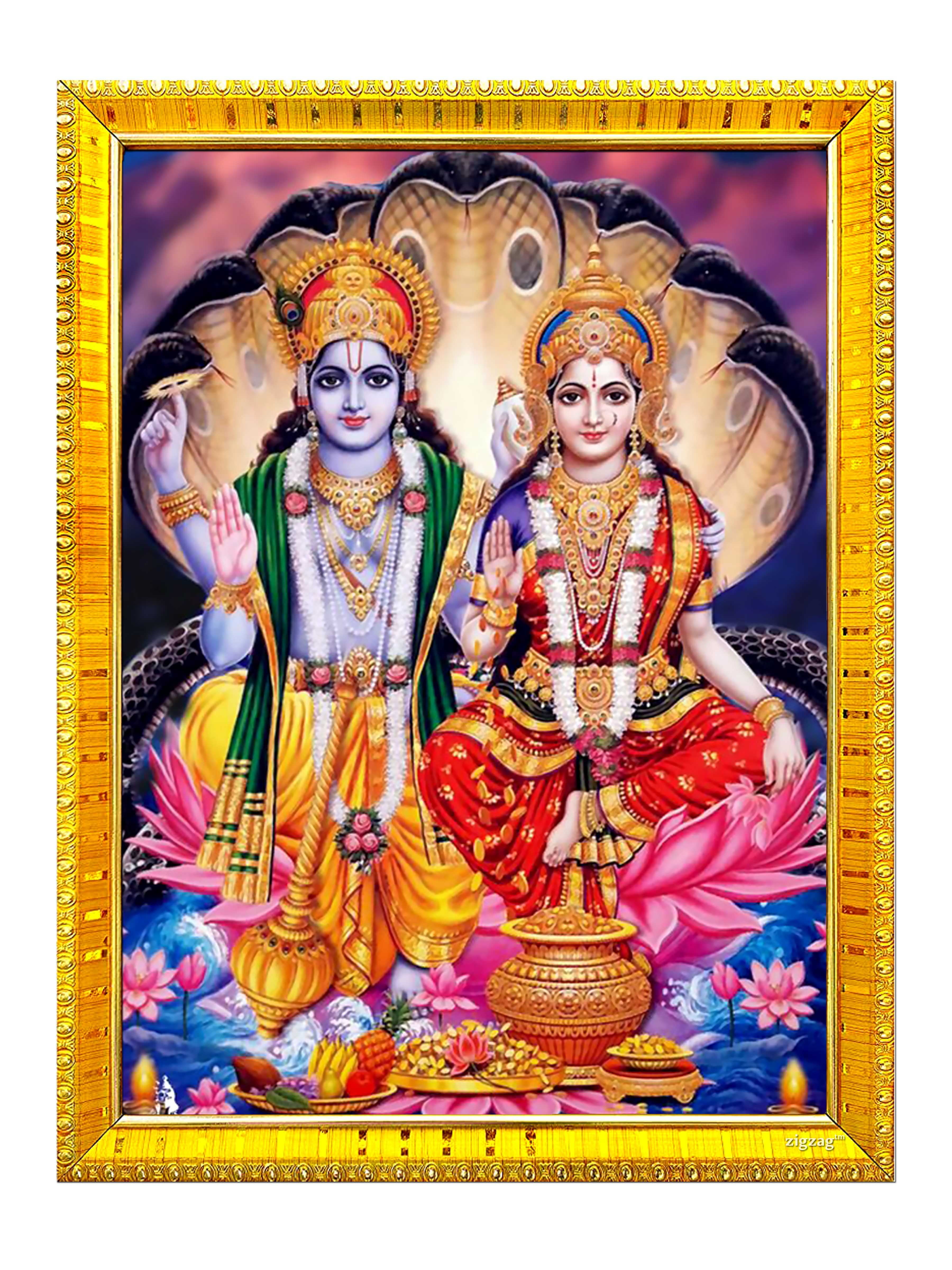 zig zag Lord Lakshmi Narayan/Lord Vishnu With Lakshmi Mata Photo Frame ...