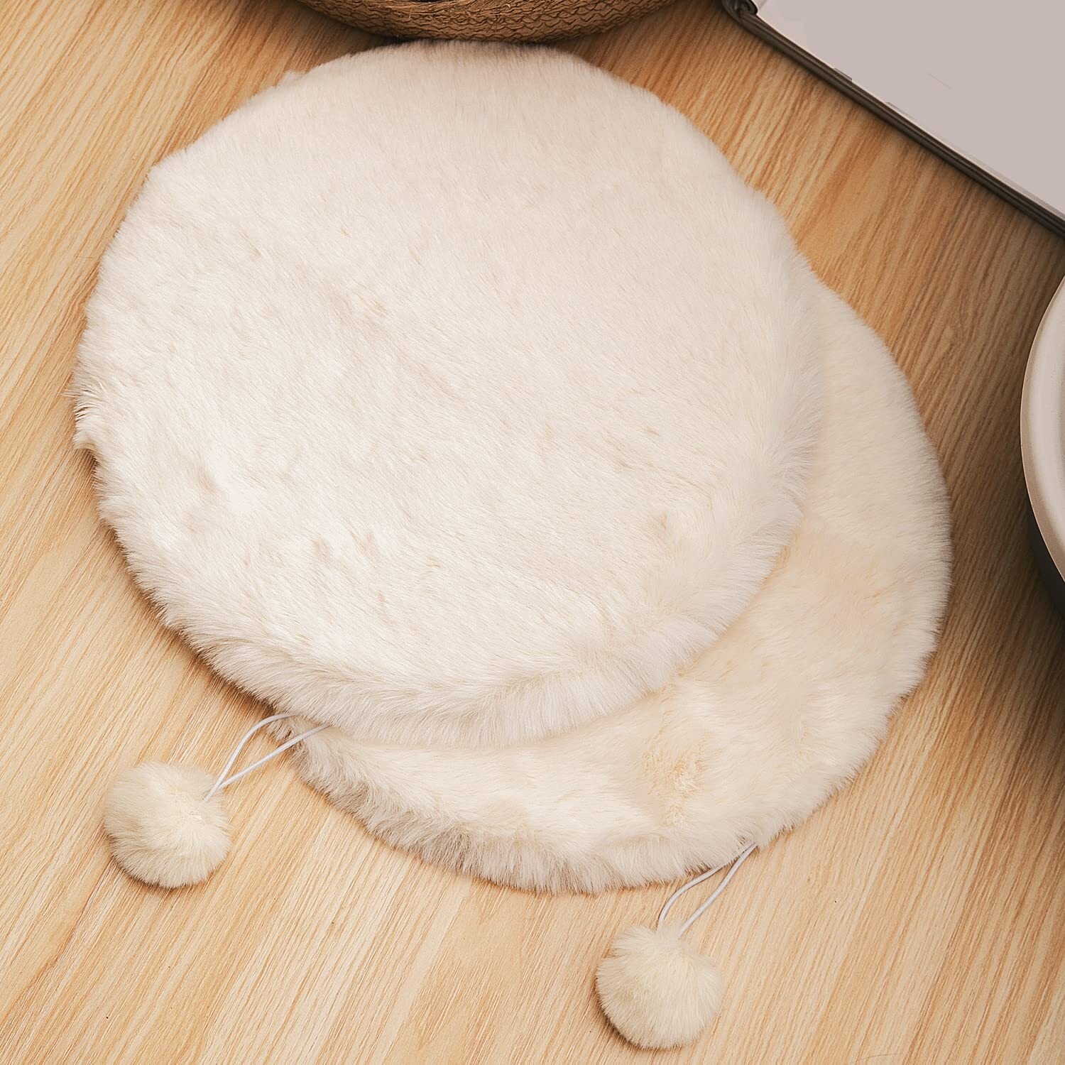 zihao 2-Pack 15.7" Round Faux Rabbit Fur Cat Dog Bed Cushion Pad Mat ...