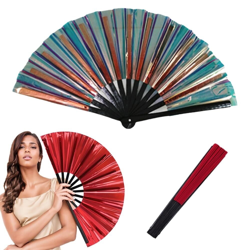 zihao 2025 New Large Holographic Folding Hand Fan Line Dance Popping ...