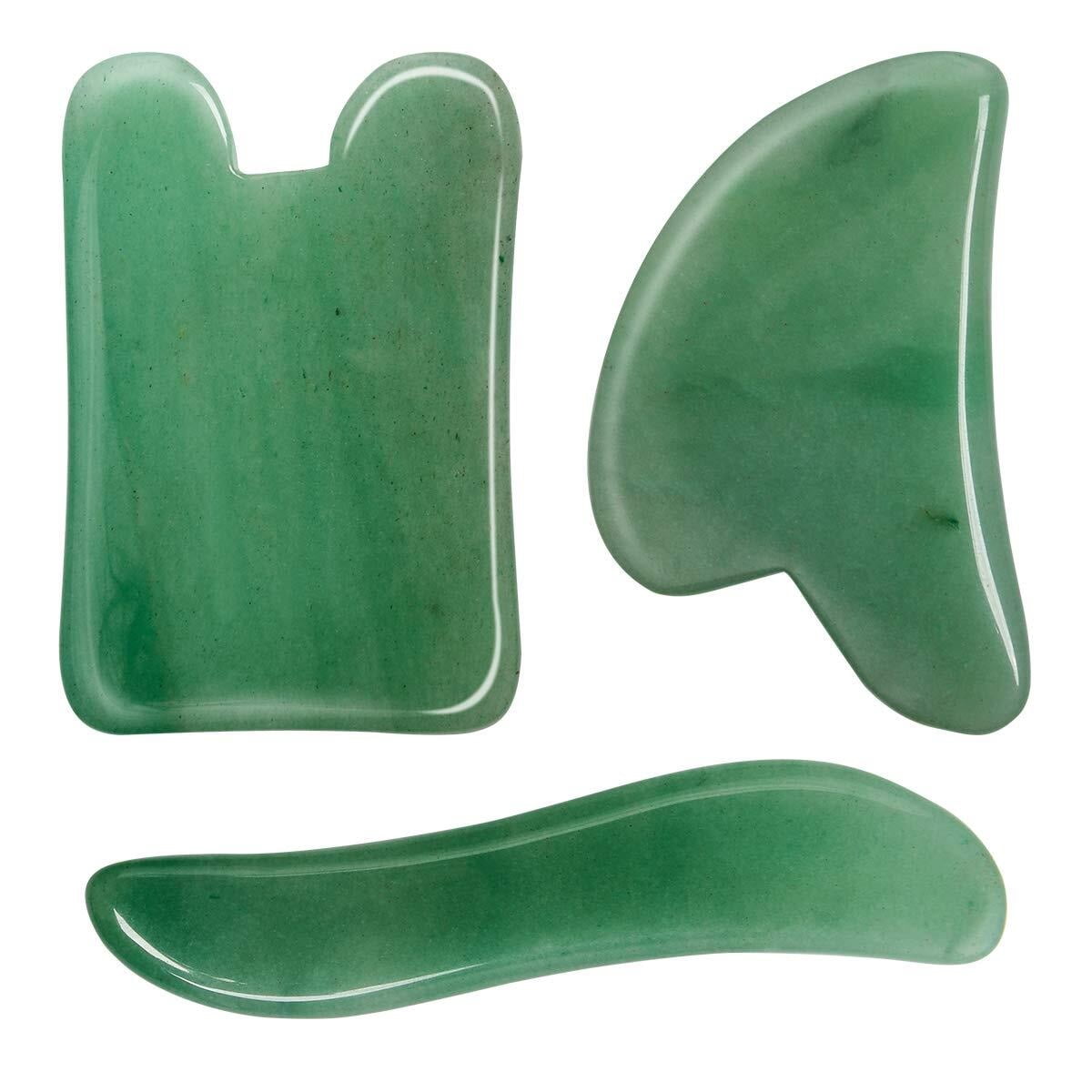 zihao 3 Pack Jade Gua Sha Scraping Massage Tool, Natural Board for Face ...