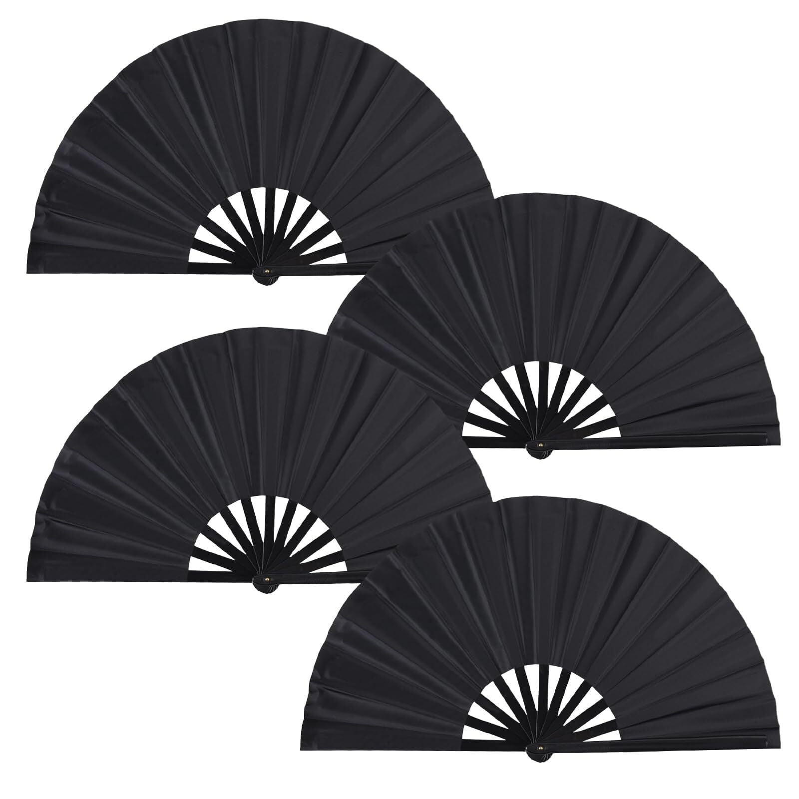 zihao 4 Pack Large Folding Hand Fan, Plastic Hand Held Folding Fans ...