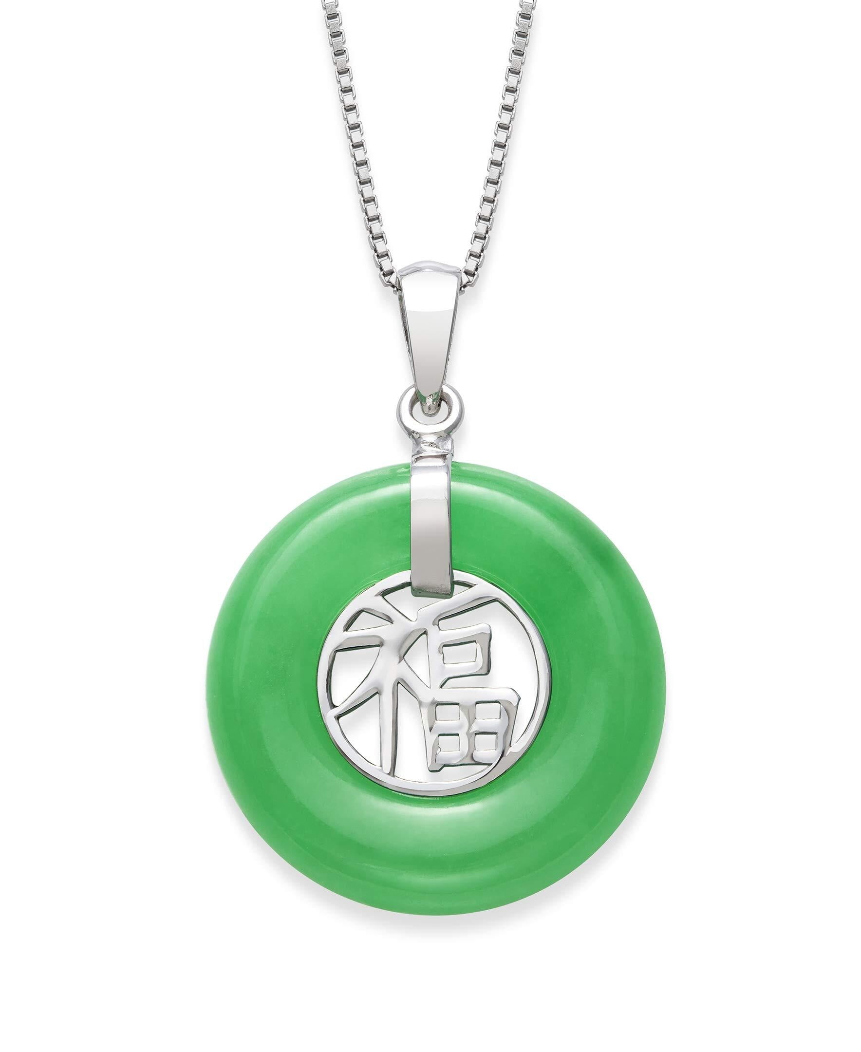 zihao Jade Good Luck Pendant Necklace for Women | Sterling Silver 18 ...