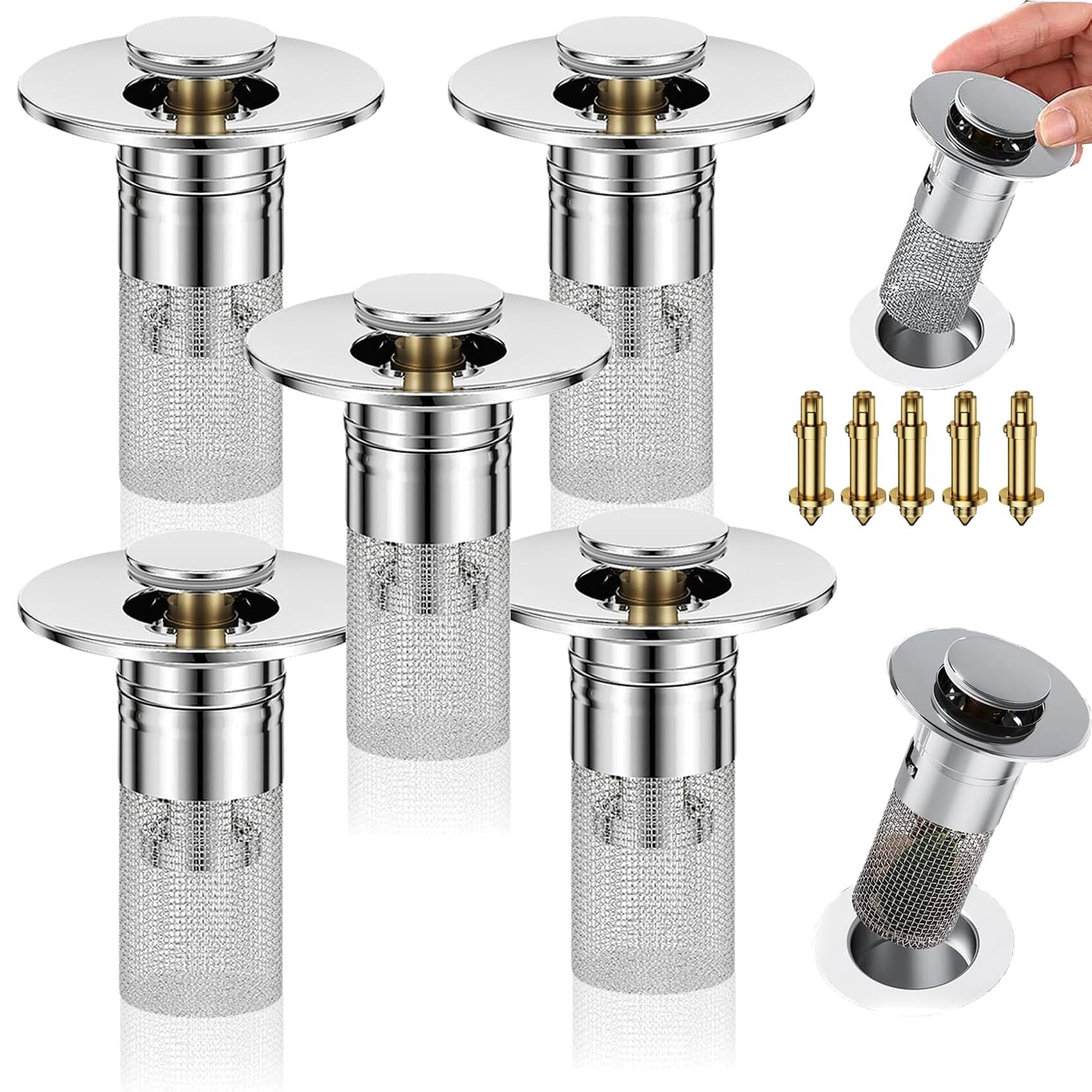 zihao Timnamy Drain, Timnamy Sink Strainer, Universal Stainless Steel Drain Strainer, Pop Up ...