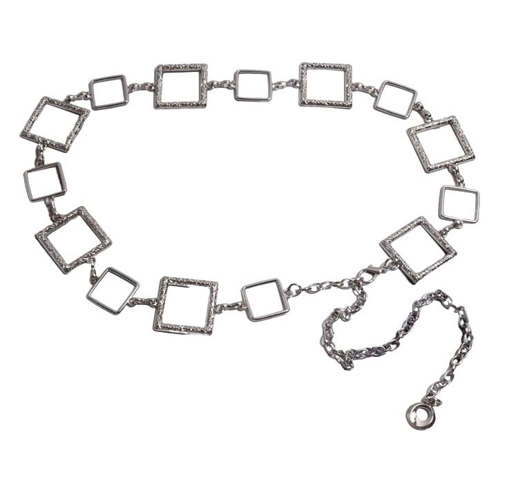 zihao Vintage Metal Square Chain Belt, Western Silver Chain Belt, Gold ...