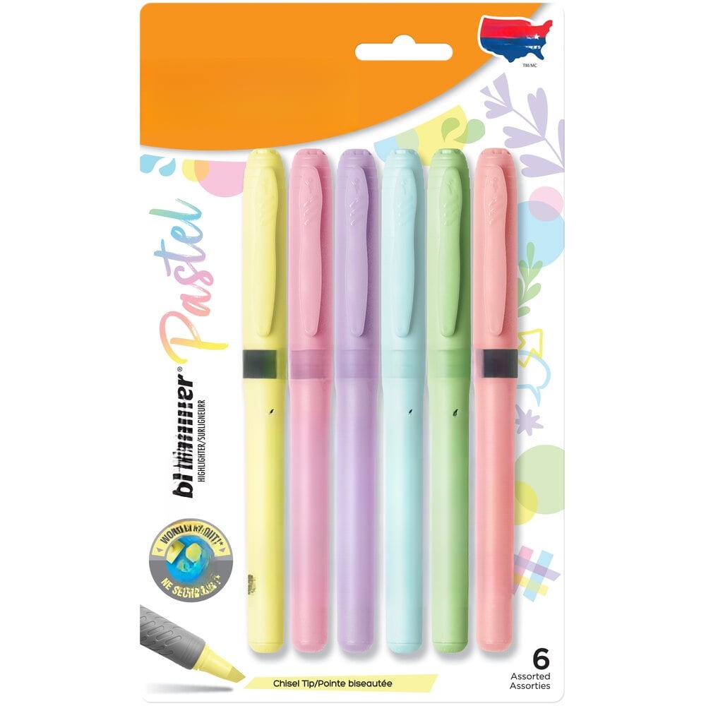 zihao wei Liner Pastel Grip Highlighter Set, Chisel Tip, Assorted Colors, 6 ct - Walmart.com