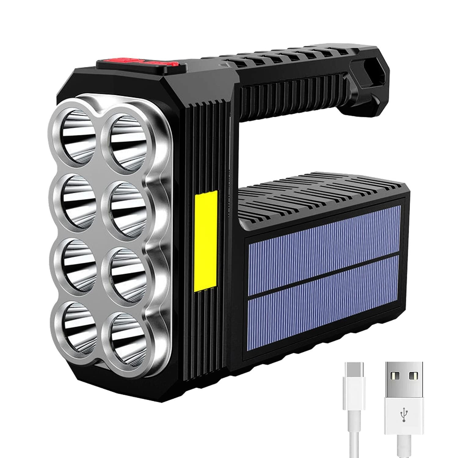 ziihao Solar Flashlight Rechargeable 8 LED Handheld with COB Sidelight ...