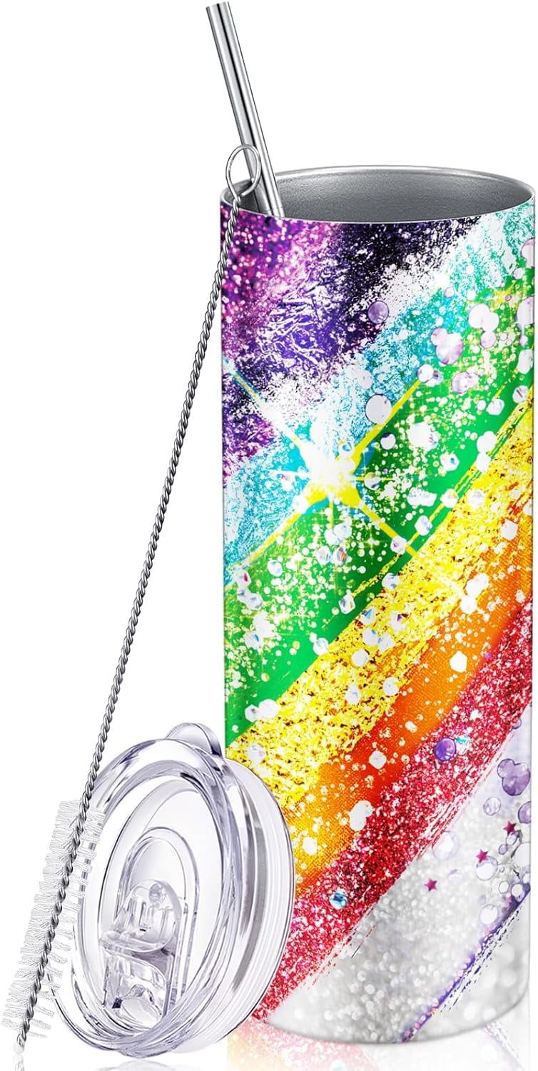 zilaii Rainbow Pride Flag Tumbler, Gay Pride Lesbian LGBT Pansexual ...