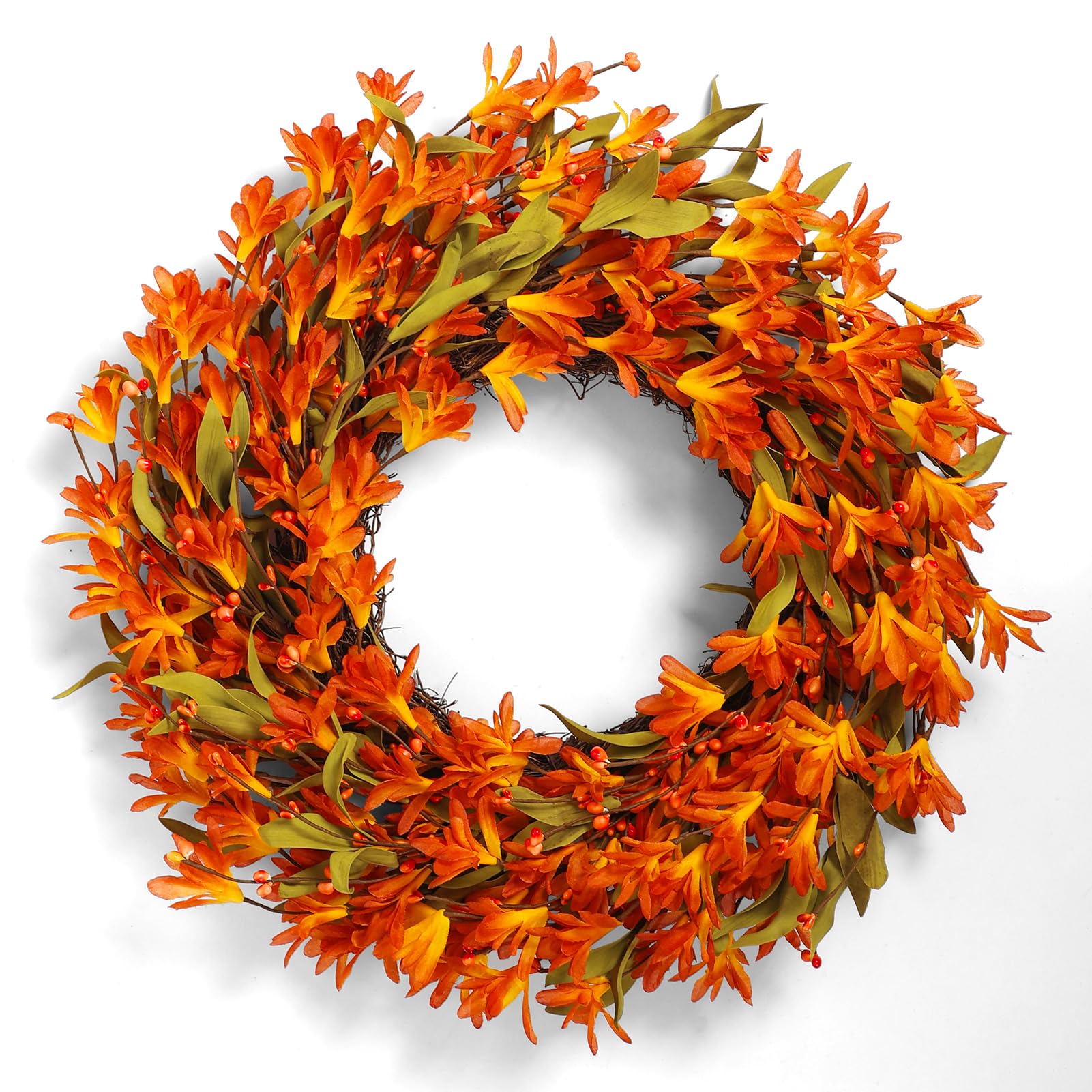 zjlmit Artificial Fall Wreath 22 Inch Autumn Wreaths for Front Door ...
