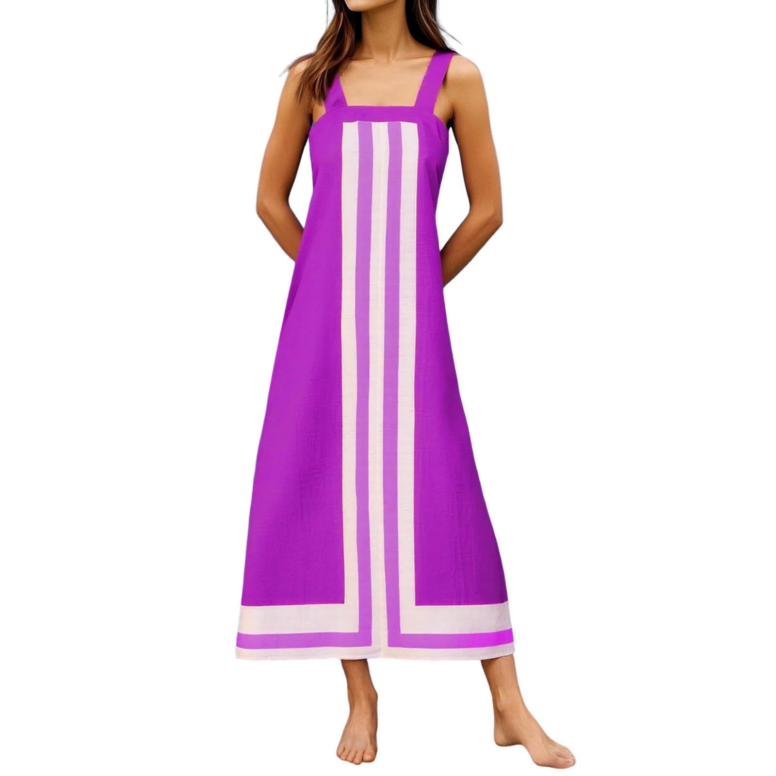 zongqi 2025 Women's Bohemian Floral Maxi Dress – Summer Color Block ...