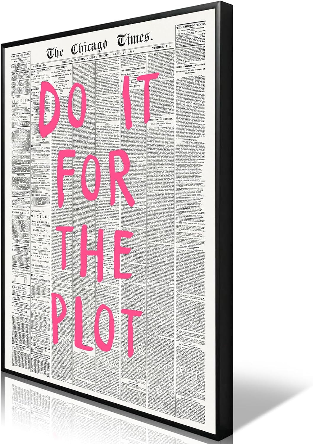 zphvaqd Retro Newspaper Posters Pink Preppy Canvas Wall Art Trendy Art ...