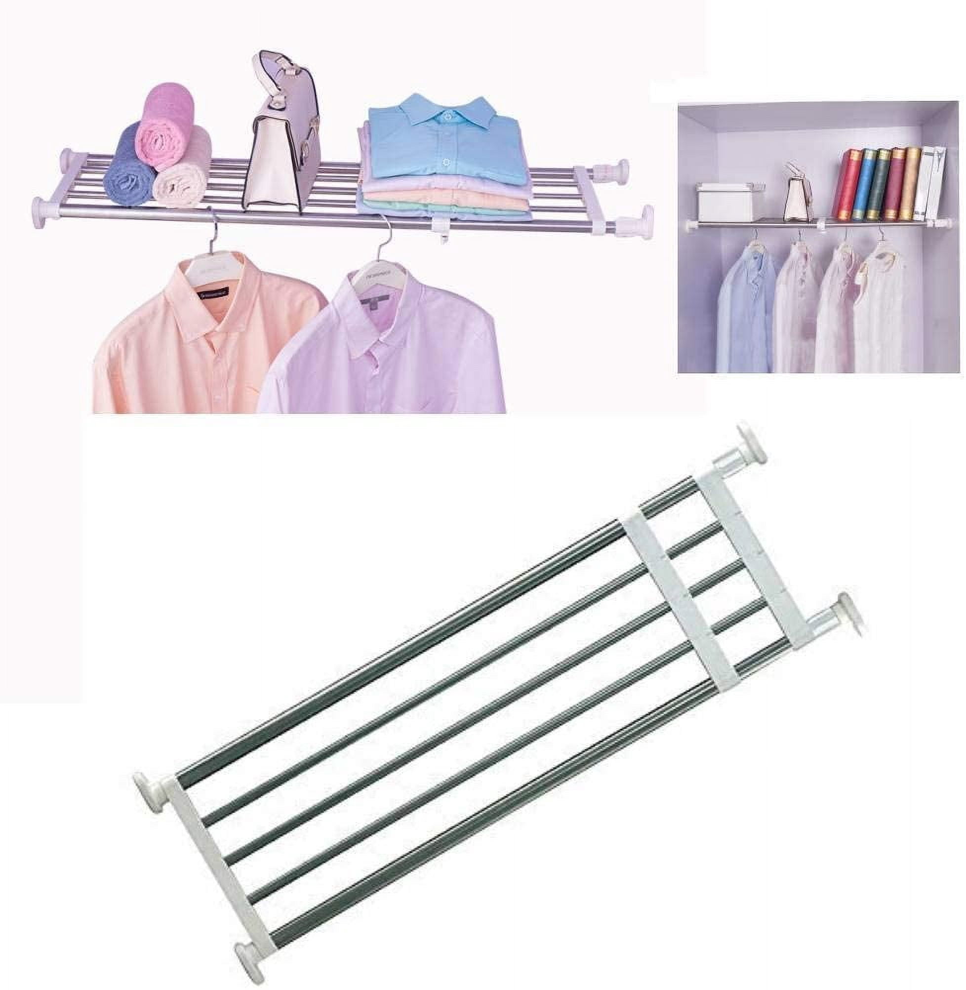 zsags Adjustable Closet Tension Shelf Rod Expandable Clothes Hanging ...