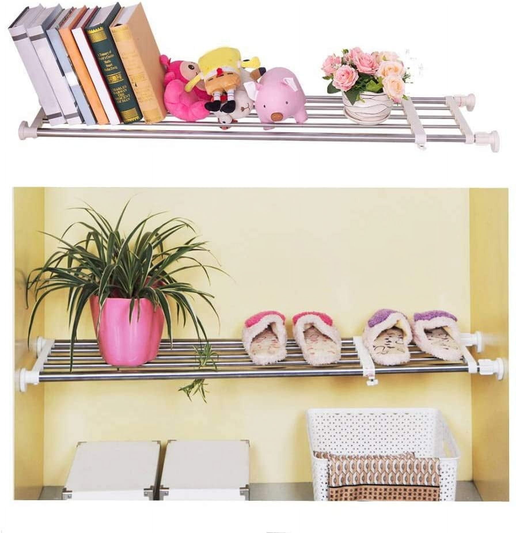 zsags Adjustable Closet Tension Shelf Rod Expandable Clothes Hanging ...
