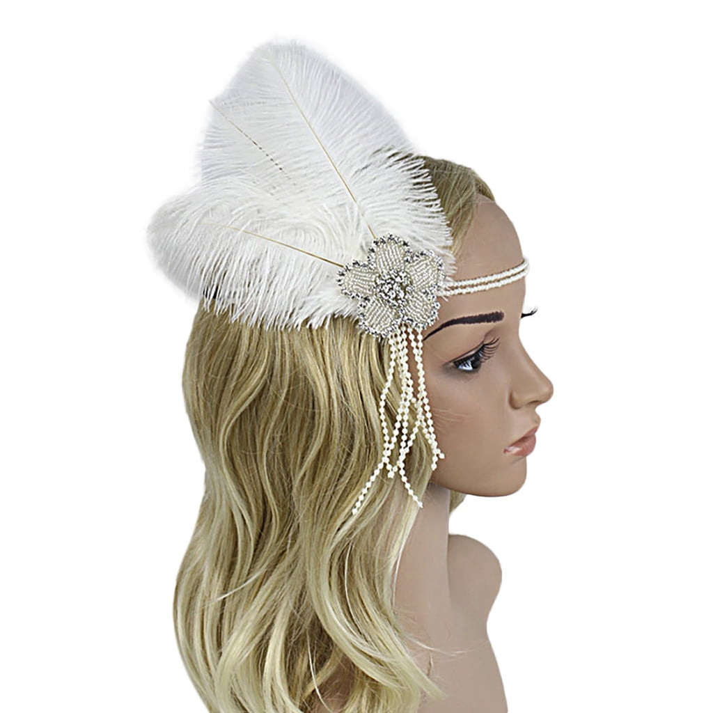 zttd flapper feather headband 1920s accessories beaded wedding ...