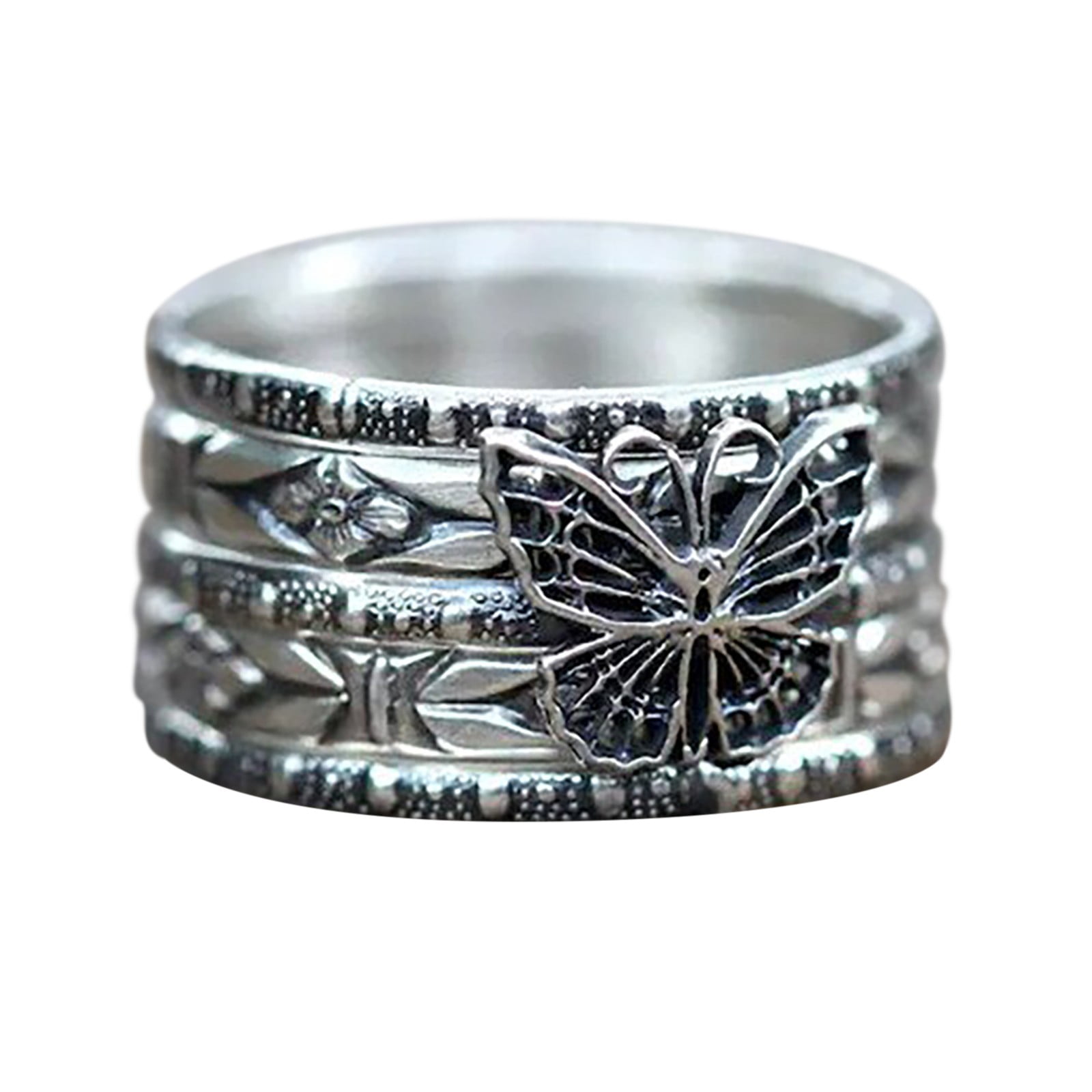 ZTTD Sterlings Silver Butterflies Stack Ring Butterflies Couple Ring 5 ...