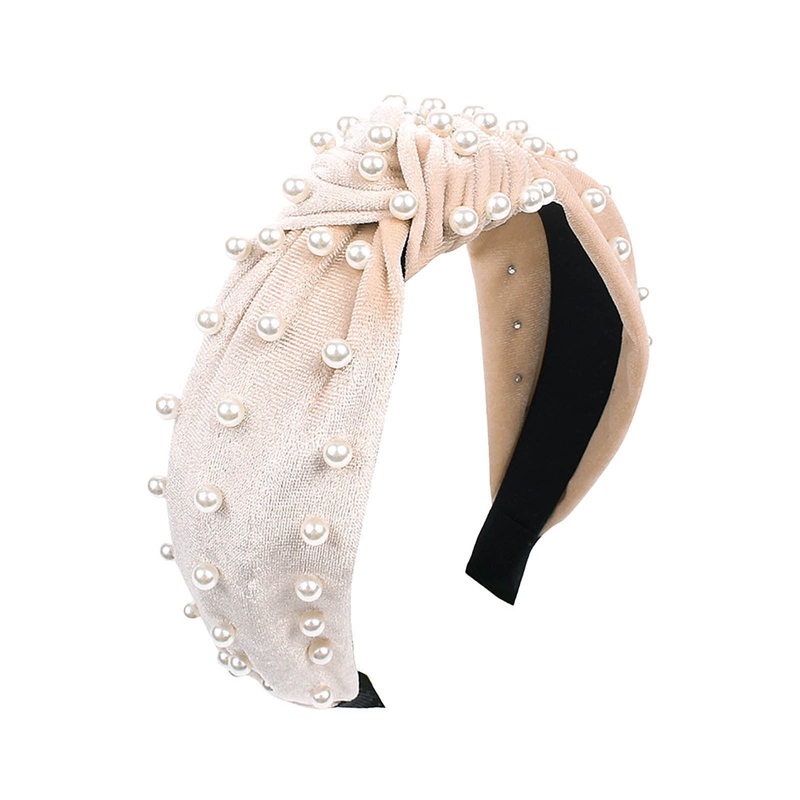 zttd velvet pearl headband gold velvet pearl knotted headband hair ...