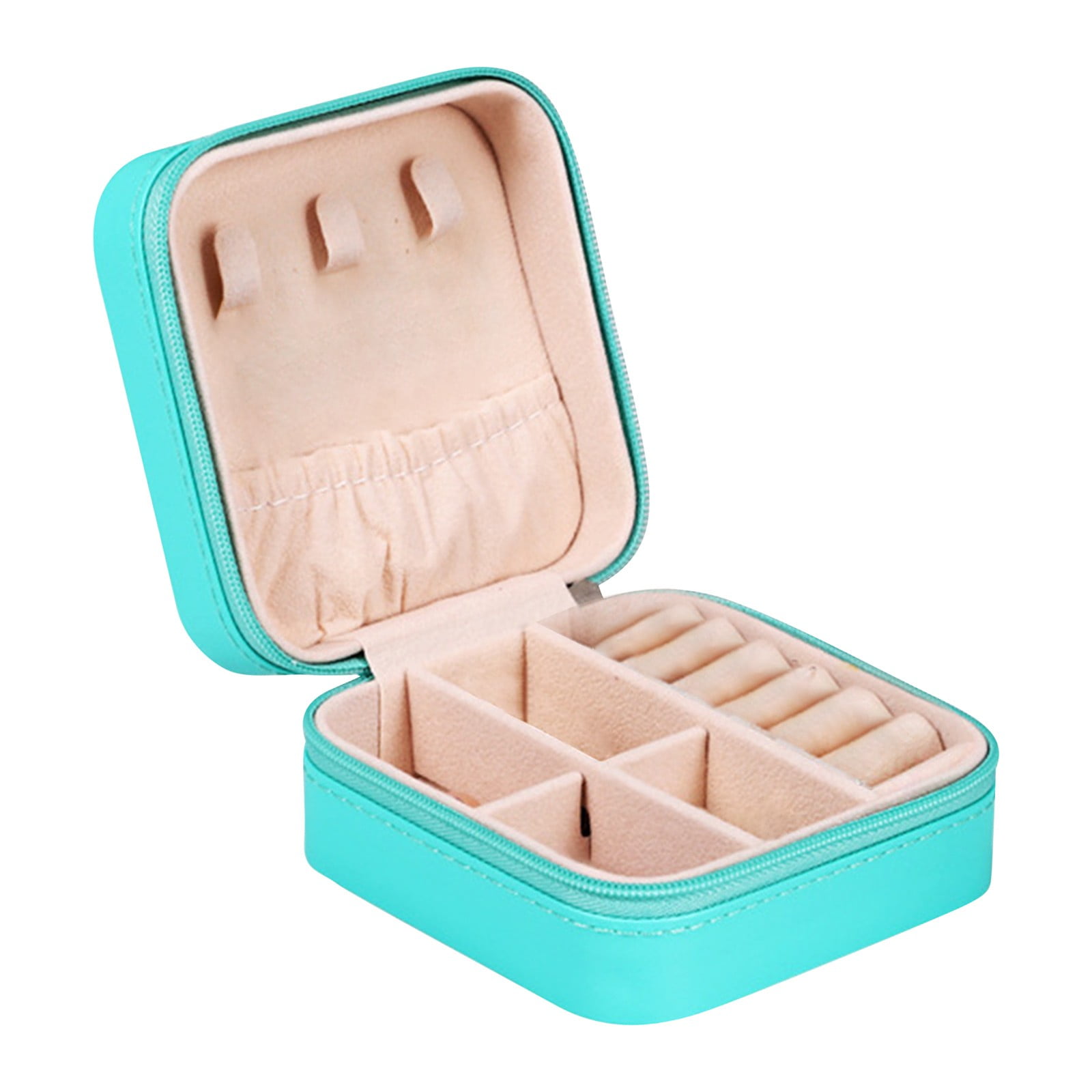 zttd women's travel durable pu leather storage box earrings necklace ...
