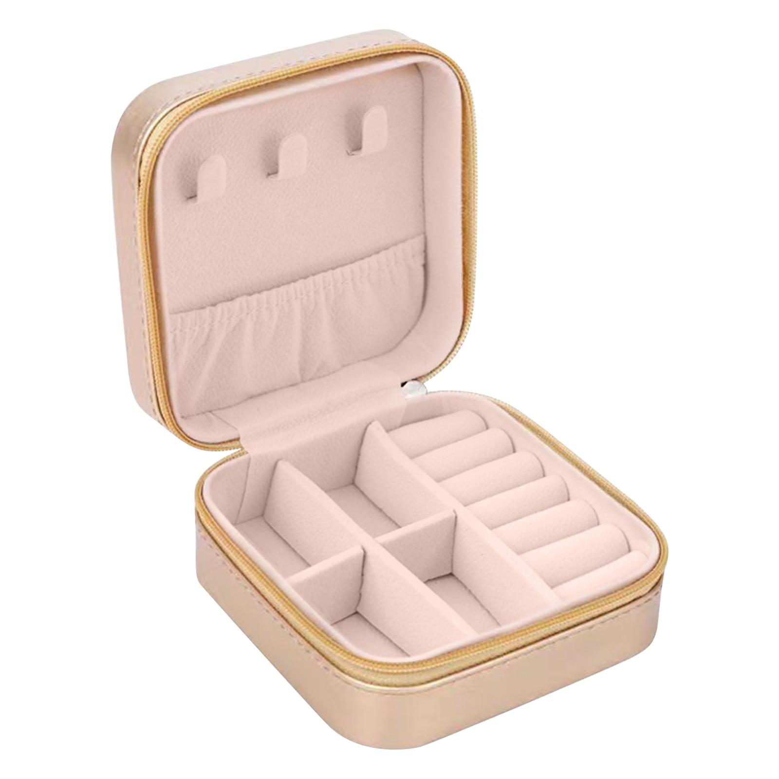 zttd women's travel durable pu leather storage box earrings necklace ...