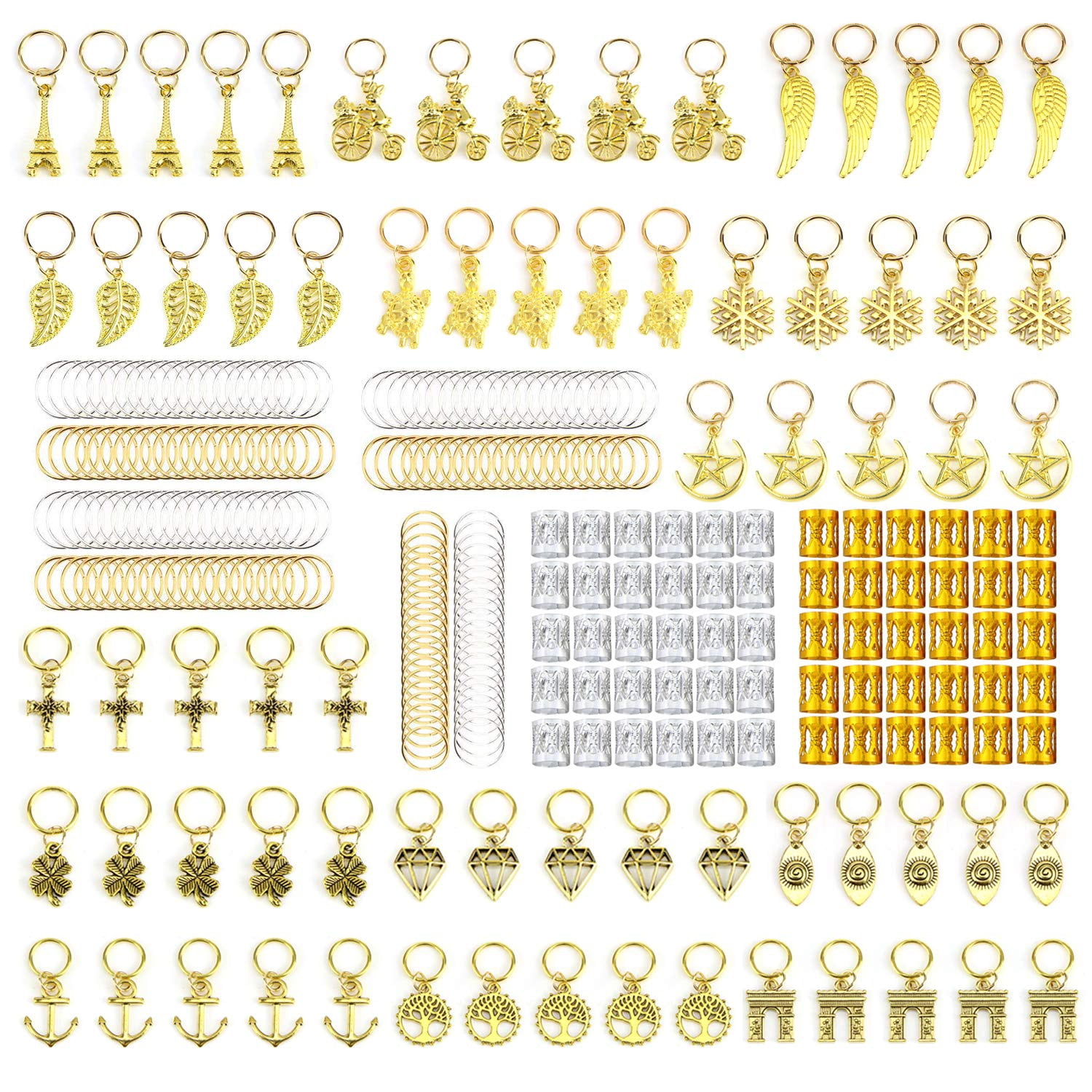 ztweden 210PCS Aluminum Hair Coil Dreadlocks Beads Hair Cuffs Hair ...