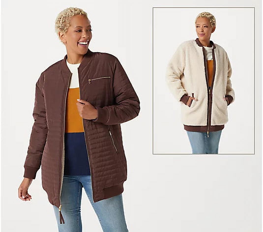 zuda Women’s Reversible Zip Front Long Bomber Jacket - Walmart.com