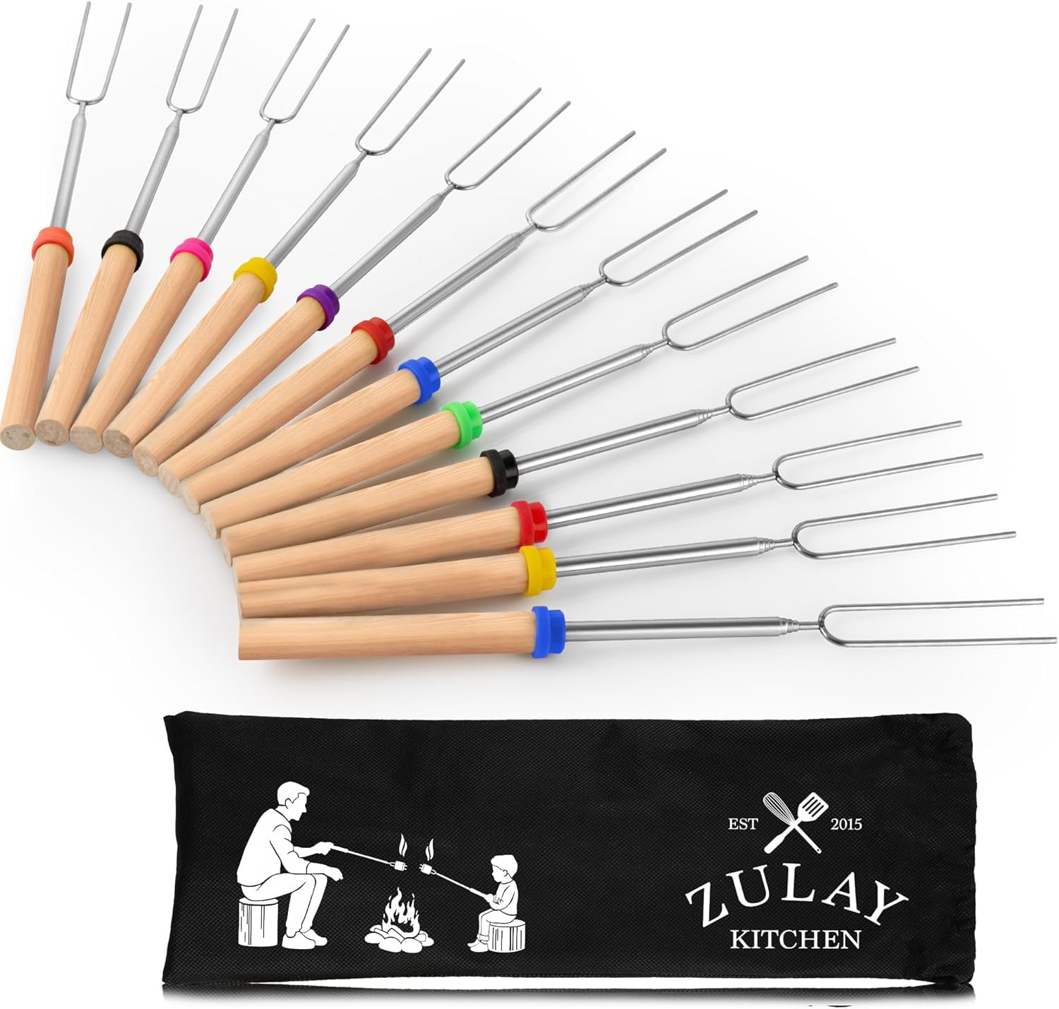 zulay sturdy marshmallow sticks for fire pit extra long - great smores ...