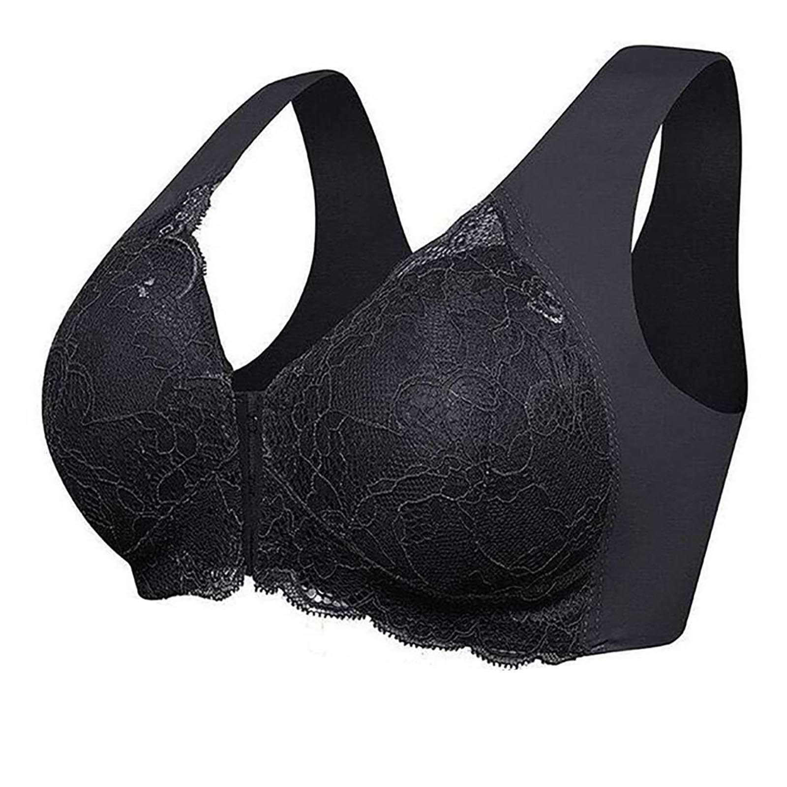 zuwimk Bras For Women,Woman Floral Wirefree Bra Front Button Closeure ...