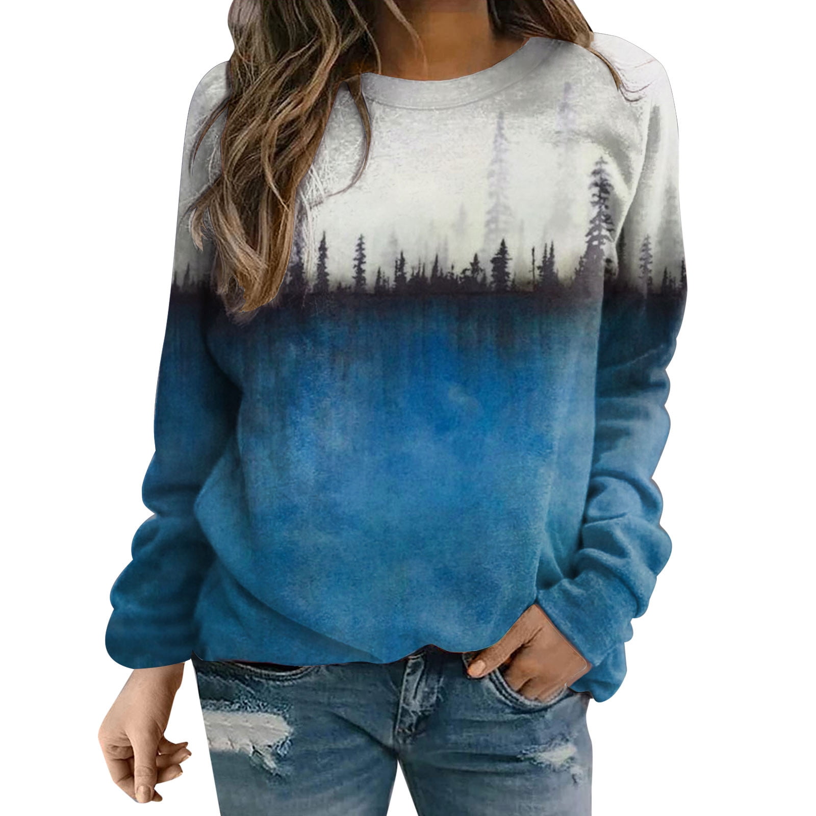 zuwimk Crew Neck Sweatshirts Women,Womens Sweatshirt Embroidered ...