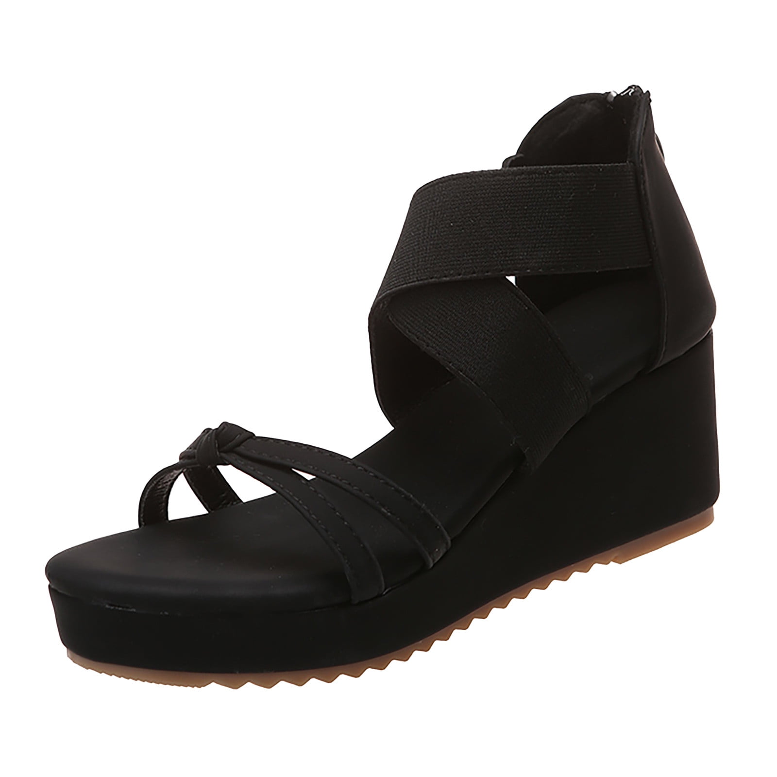 zuwimk Wedge Sandals,Women's Elastic Strappy String Thong Ankle Strap ...