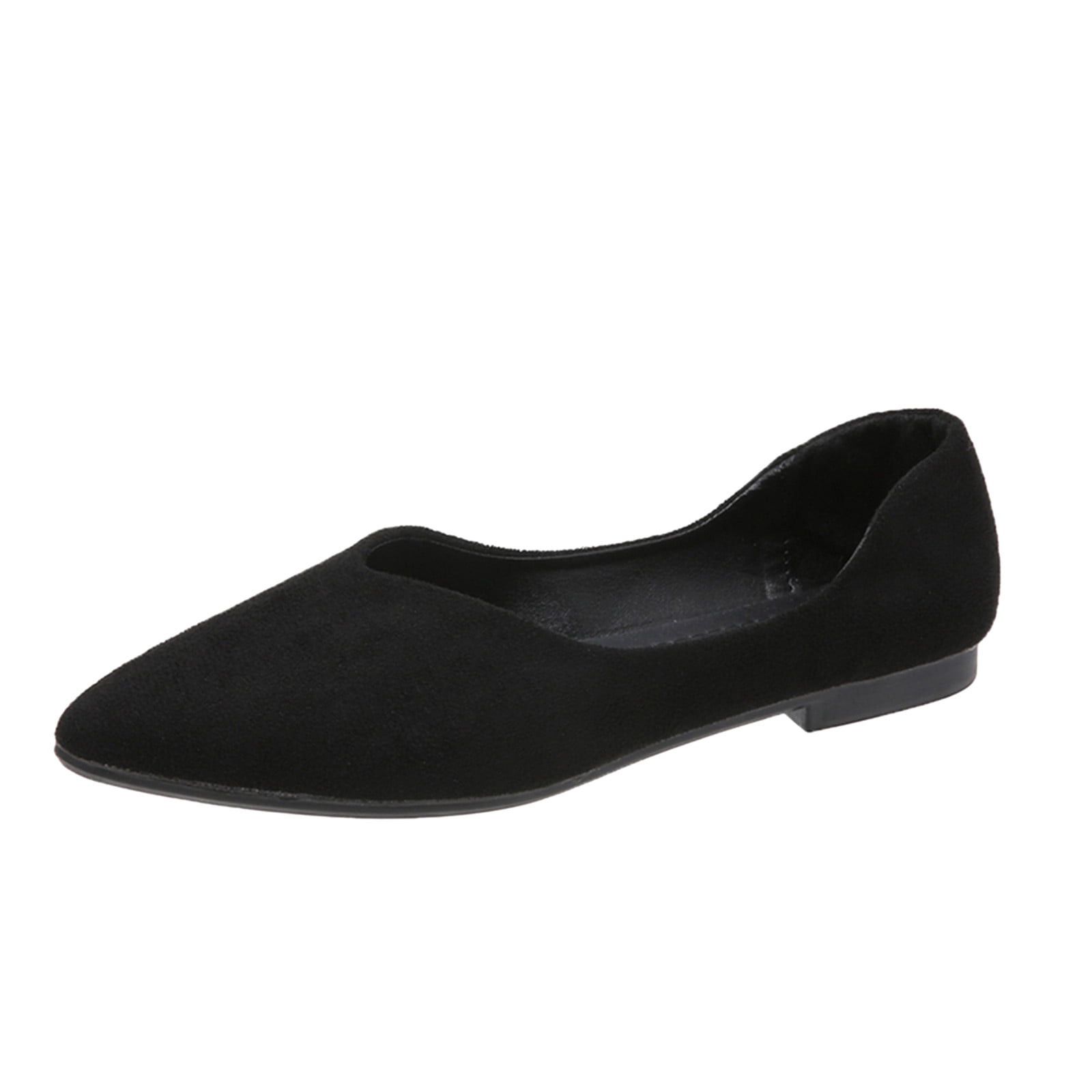zuwimk Womens Casual Shoes,Women's Ballet Flats Black PU Leather Dress ...