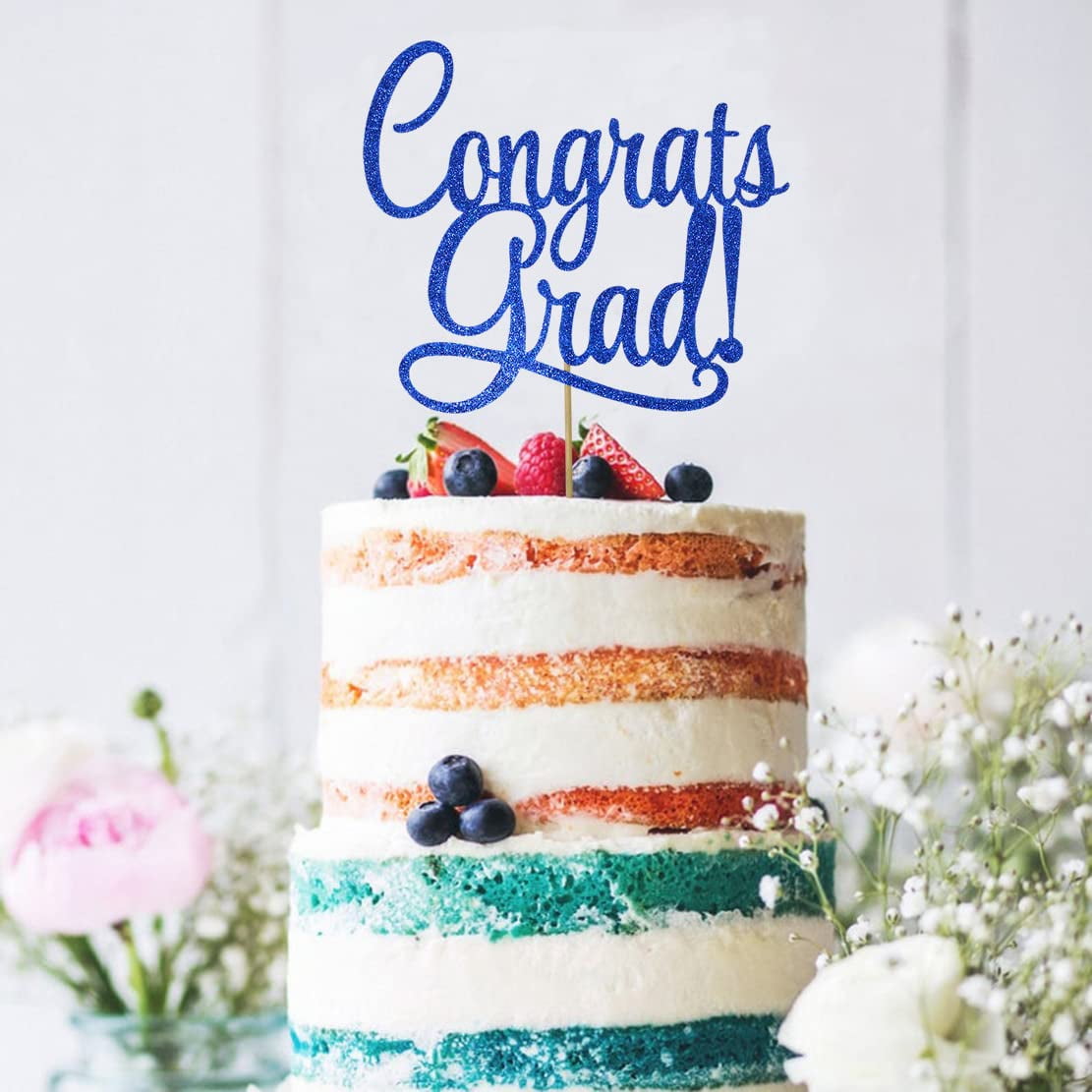 zxyxka Glitter Blue SCH4 Congrats Grad Cake Topper - Class of 2025 ...