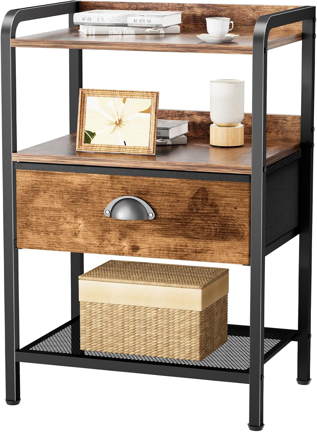 zyahbbs Night Stand Bedside Table Bedroom Nightstand with Shelf Bed Side Tables with Fabric ...