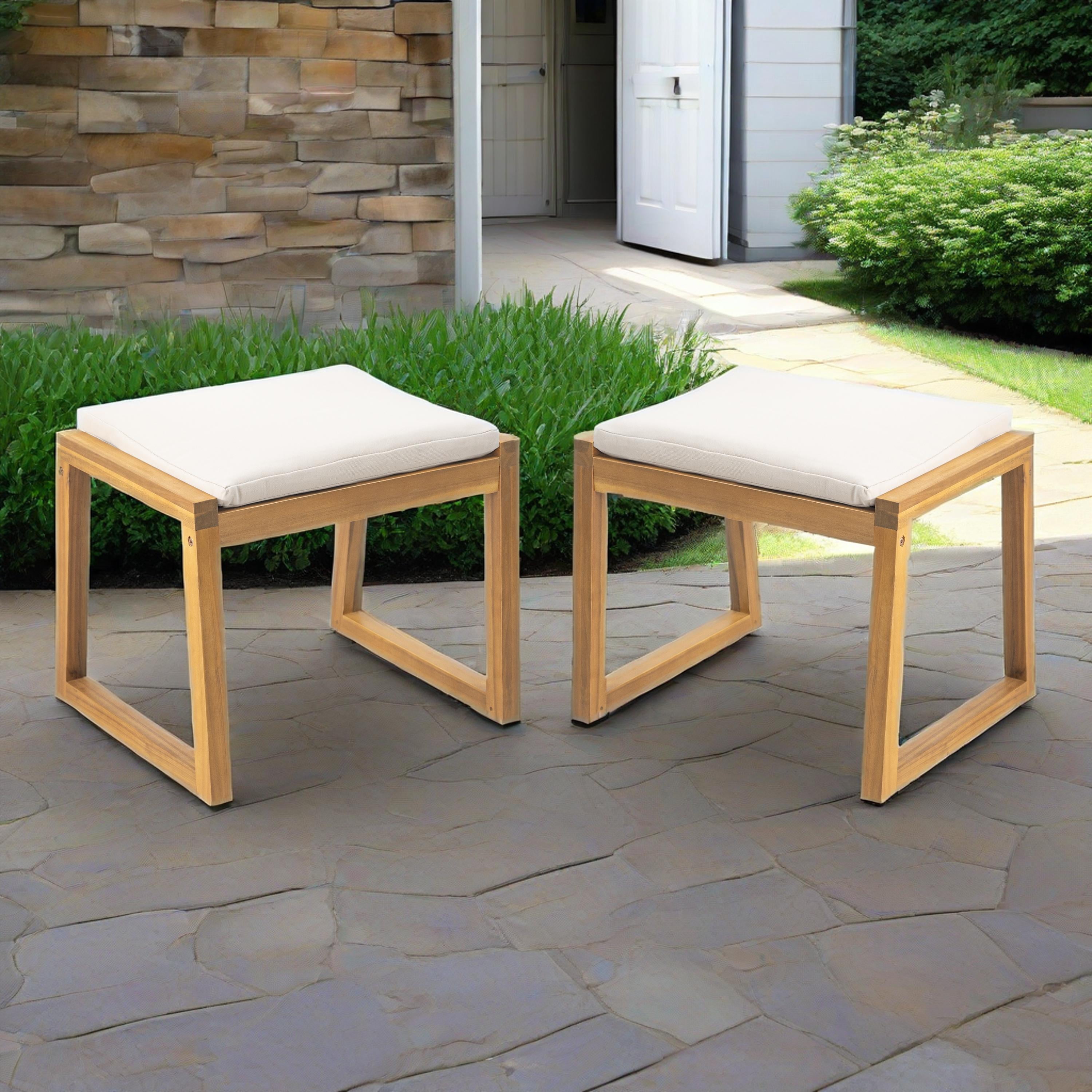 zyoiszvq Patio Stools Set of 2,Outdoor Garden Wooden Seating with ...