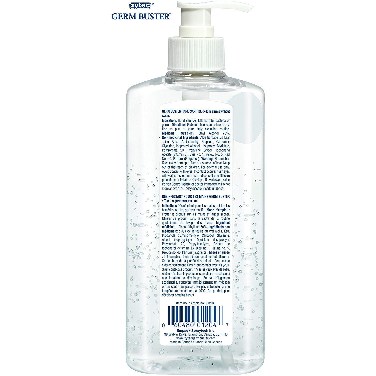 zytec 540ml Germ Buster Hand Sanitizer with Aloe (Clear Gel) - Walmart.com