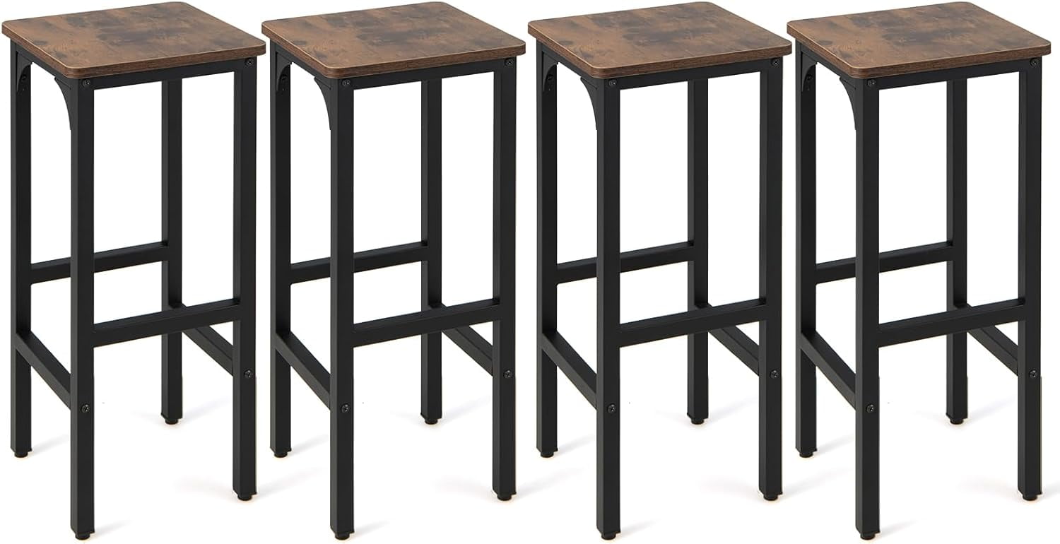 zzppy 28" Counter Height Bar Stools Set of 4, Metal Frame Bar Chairs ...