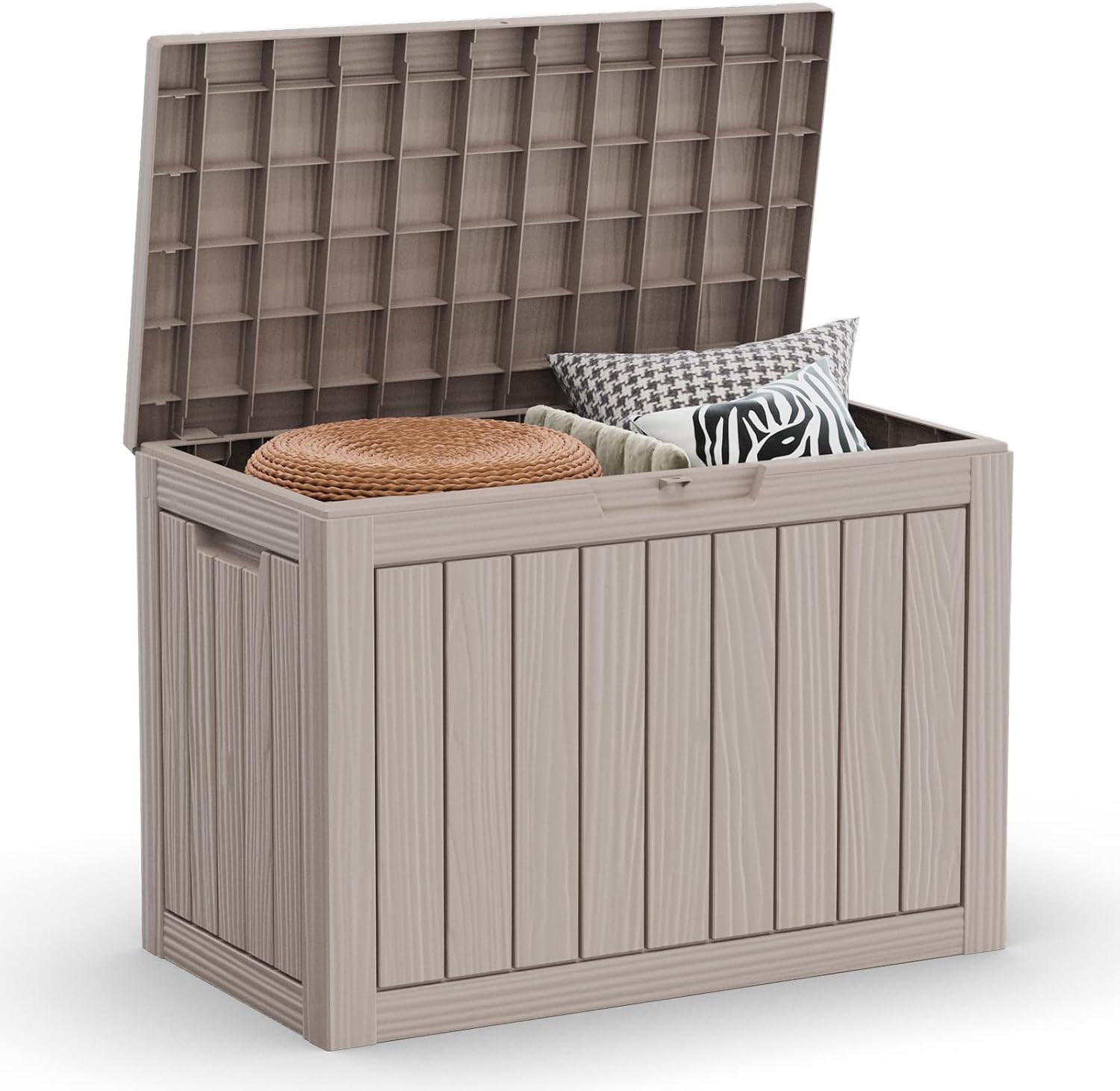 zzppy 45 Gallon Resin Deck Box, Waterproof Outdoor Storage Bin for ...