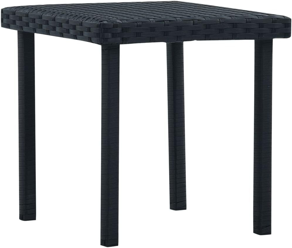 zzppy Patio Tables Patio Tea Table Black 15.7"x15.7"x15.7" Poly Rattan ...