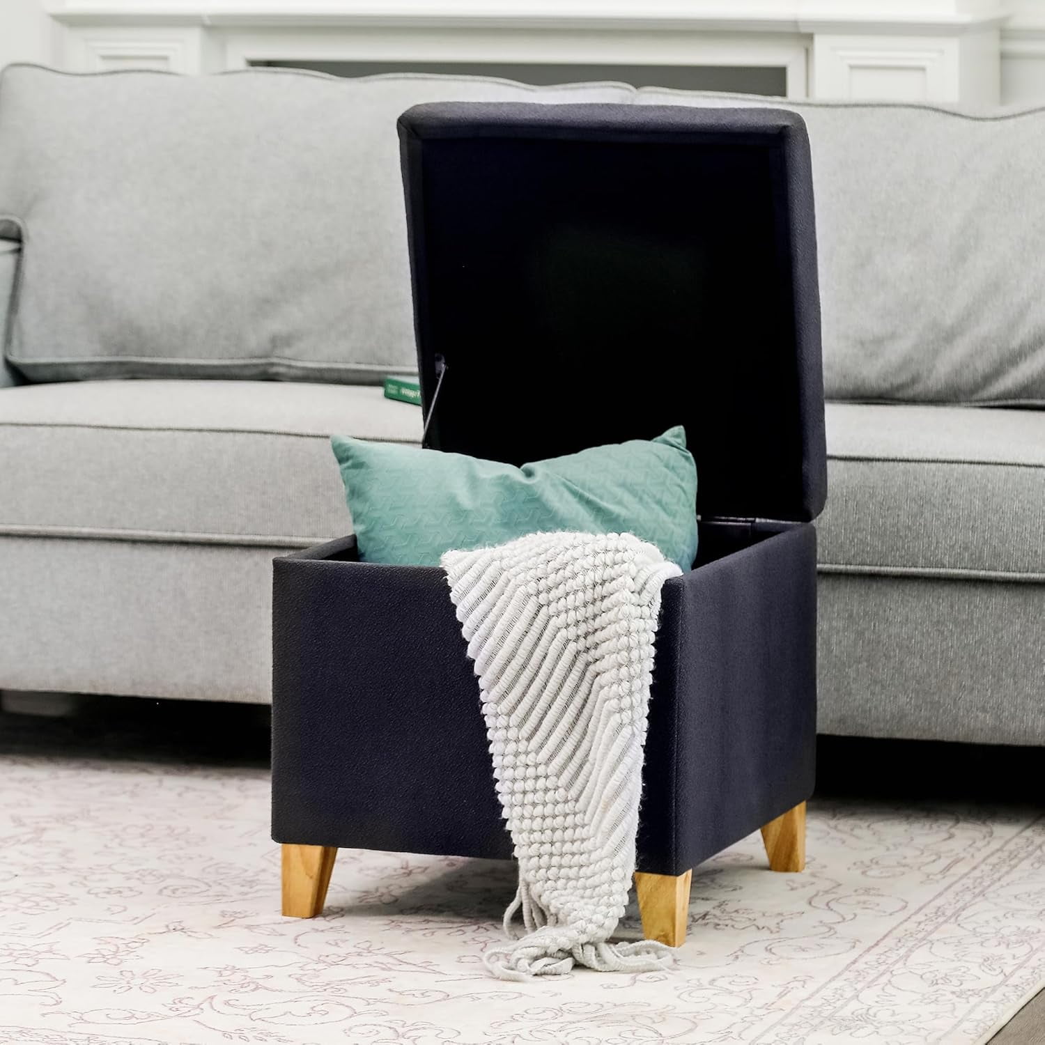 zzppy Storage Ottoman Foot Rest Stool, Leather Ottoman Footstool with ...