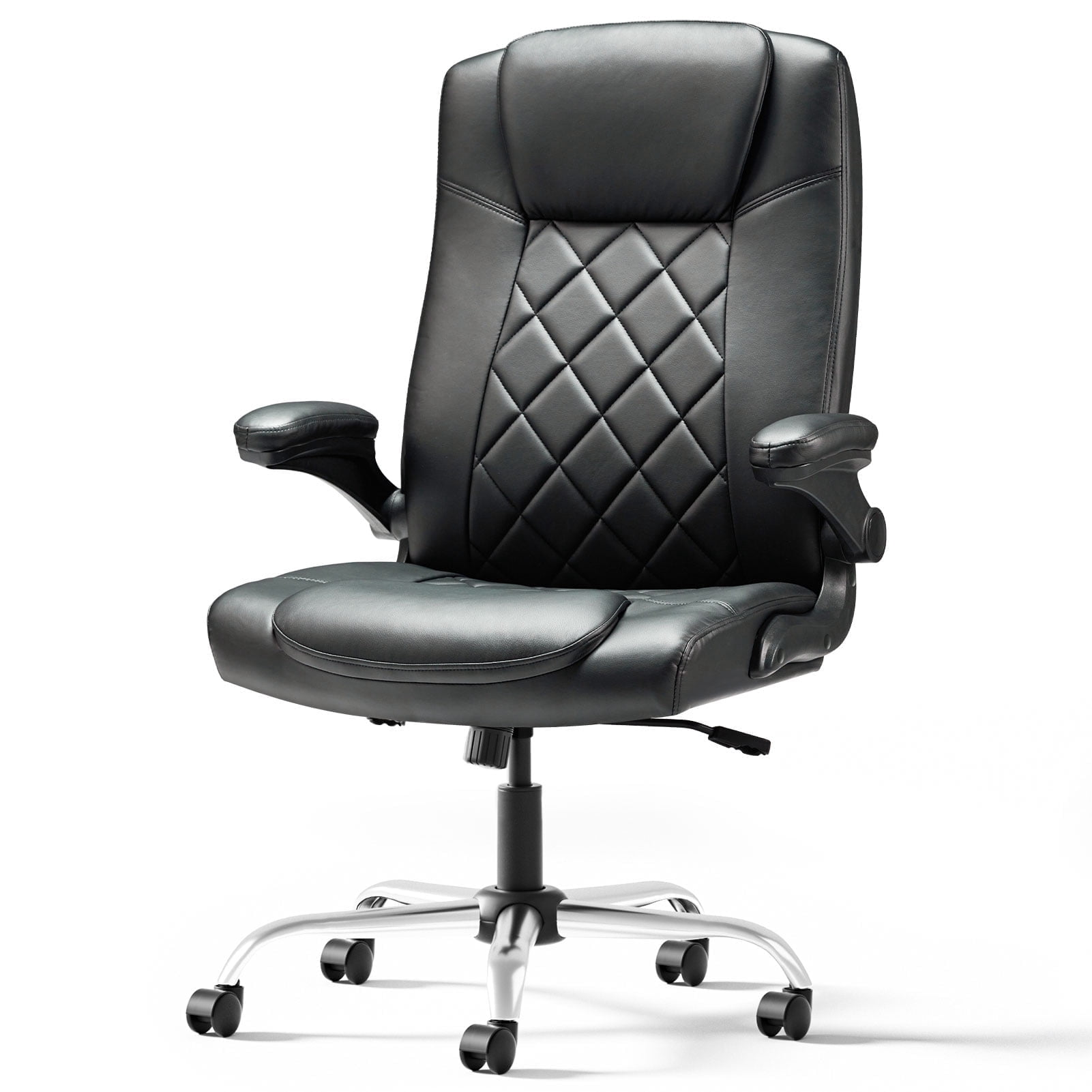 zzw Ergonomic High Back Office Chair, PU Leather Managerial Task Chair ...