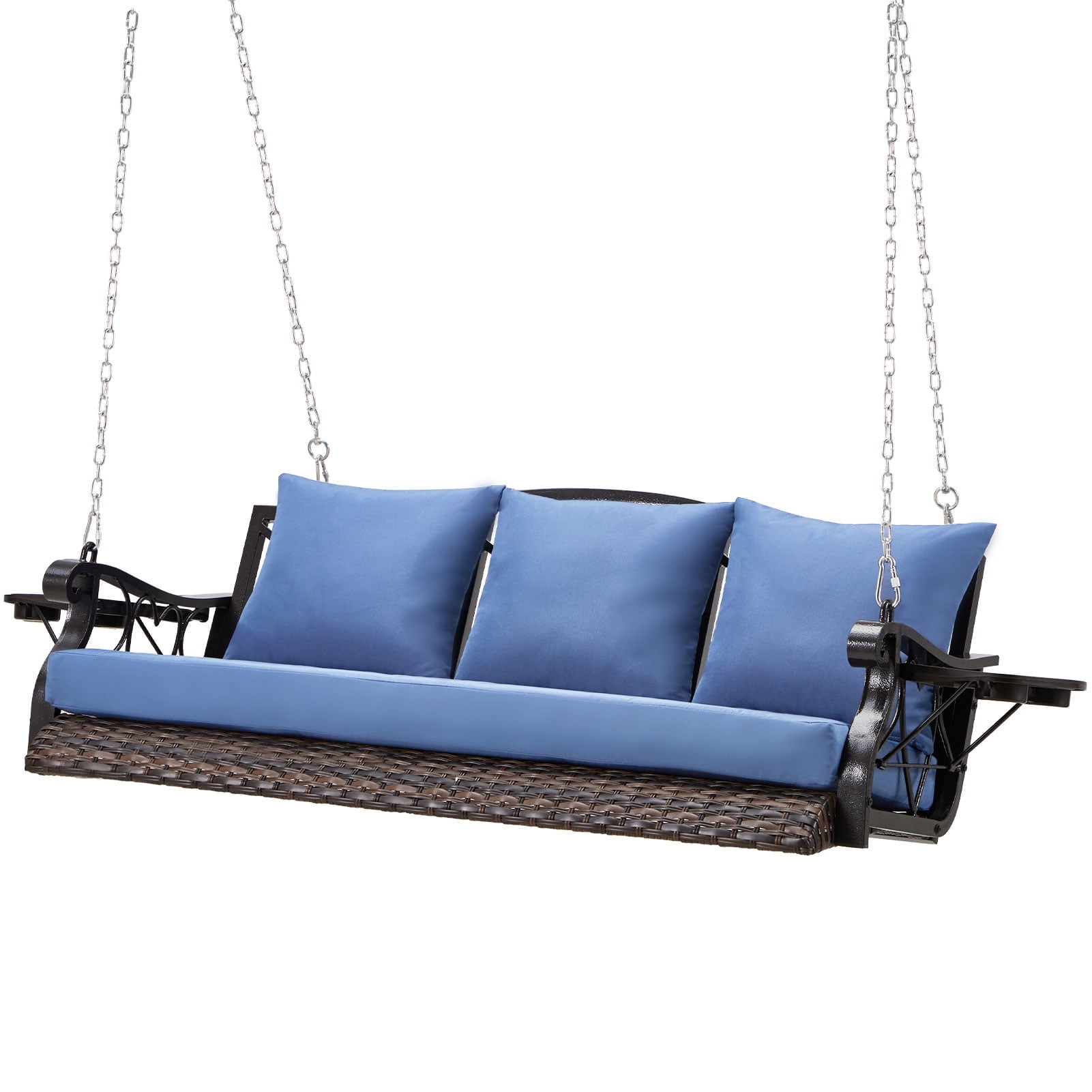 zzw Outdoor Porch Swing for 3 Person, 900LB Capacity, All-Weather ...